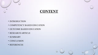 Competency based education and outcomes based education | PPT