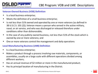 DoingBusiness2.0 Presentation: DSLBD Certified Business Enterprise Program | PPT