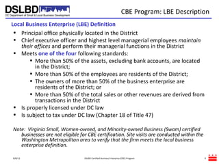 DoingBusiness2.0 Presentation: DSLBD Certified Business Enterprise Program | PPT