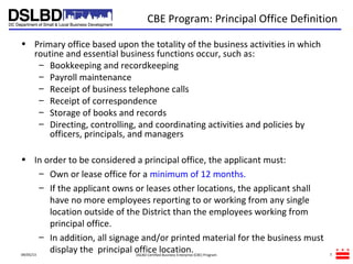 DoingBusiness2.0 Presentation: DSLBD Certified Business Enterprise Program | PPT