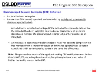 DoingBusiness2.0 Presentation: DSLBD Certified Business Enterprise Program | PPT