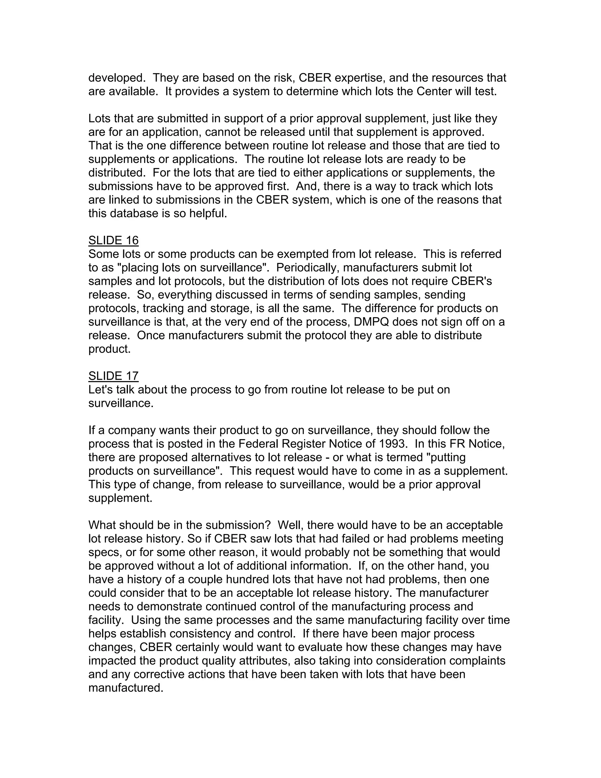 Cber lot release system overview of the current process | PDF