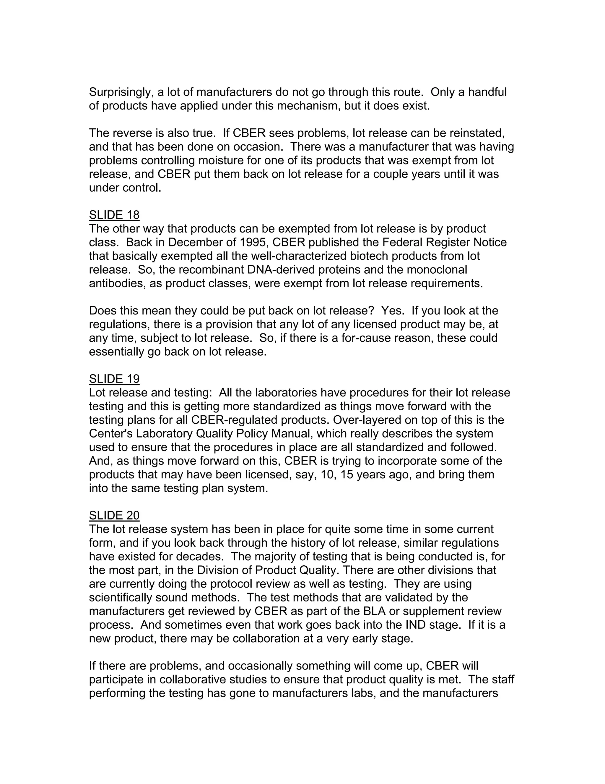 Cber lot release system overview of the current process | PDF