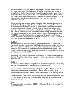 Cber lot release system overview of the current process | PDF