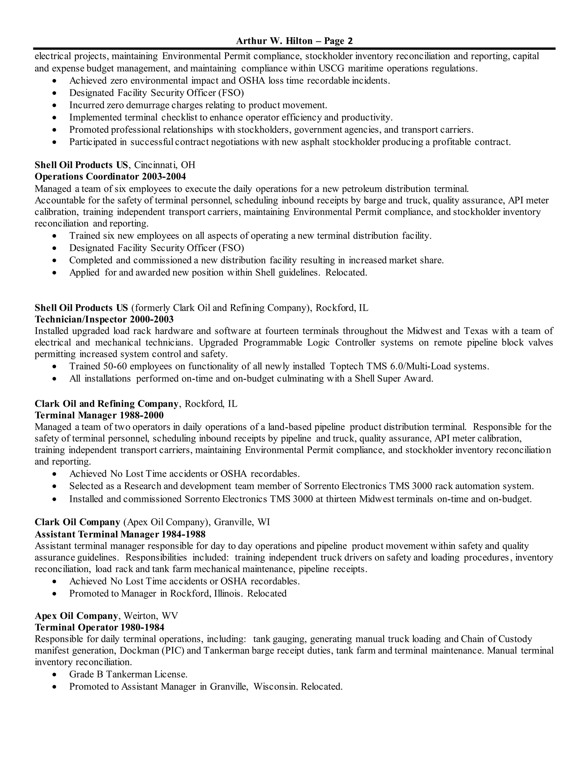 Arthur Hilton resume 2014 | PDF