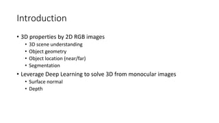Surface Normal Prediction using Hypercolumn Skip-Net & Normal-Depth | PPT