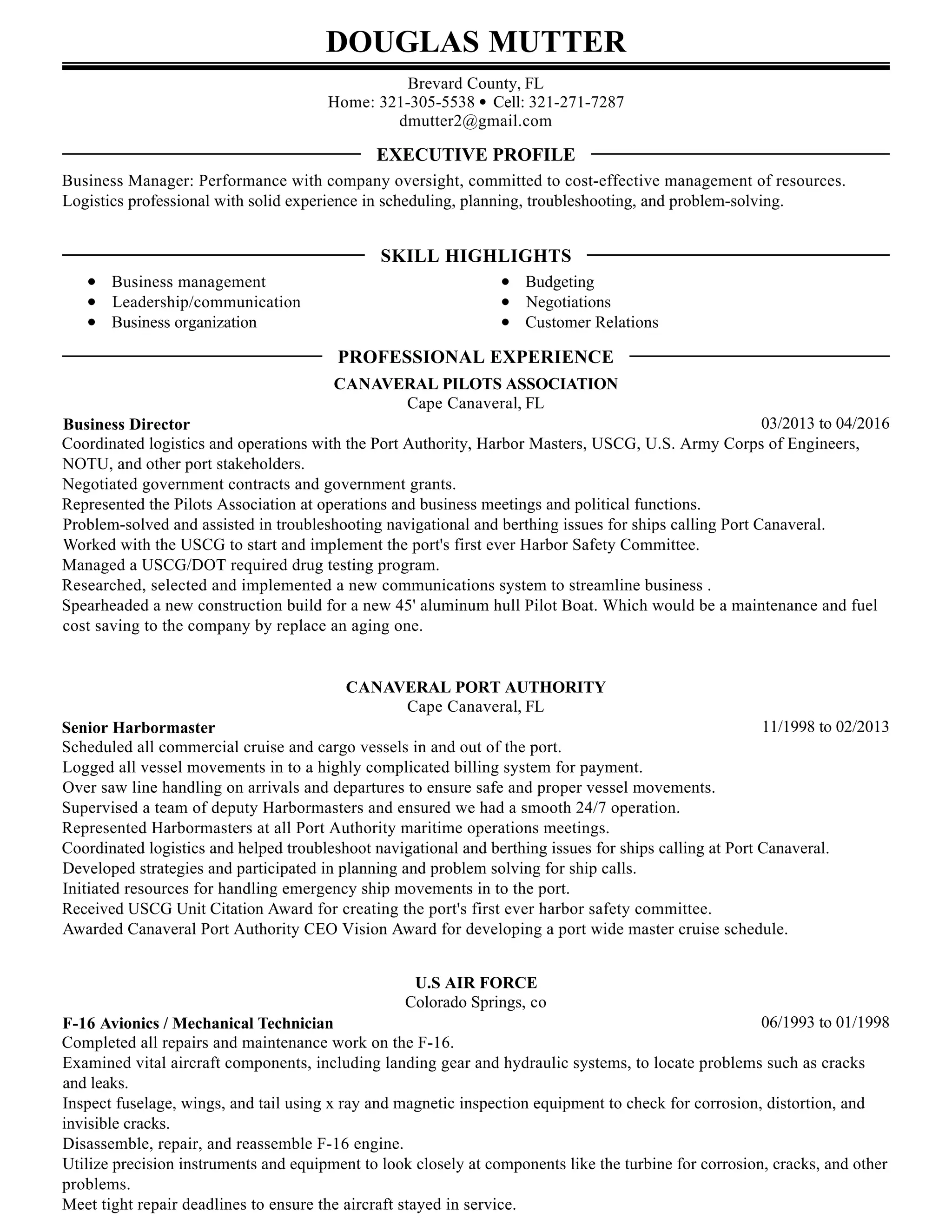 Doug Mutter resume May 2016 | PDF