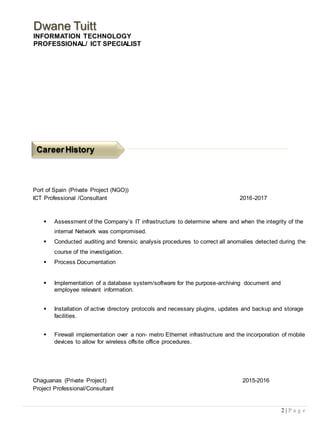 Dwane Tuitt CV 2017. | DOCX