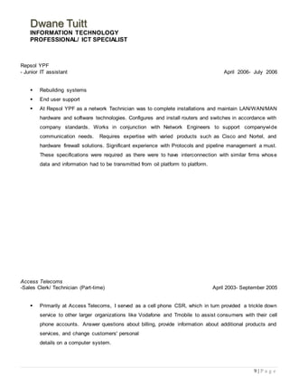 Dwane Tuitt CV 2017. | DOCX