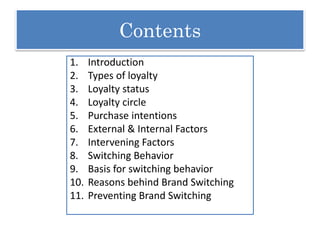 consumer loyalty , purchase intentions and switching behaviour | PPTX
