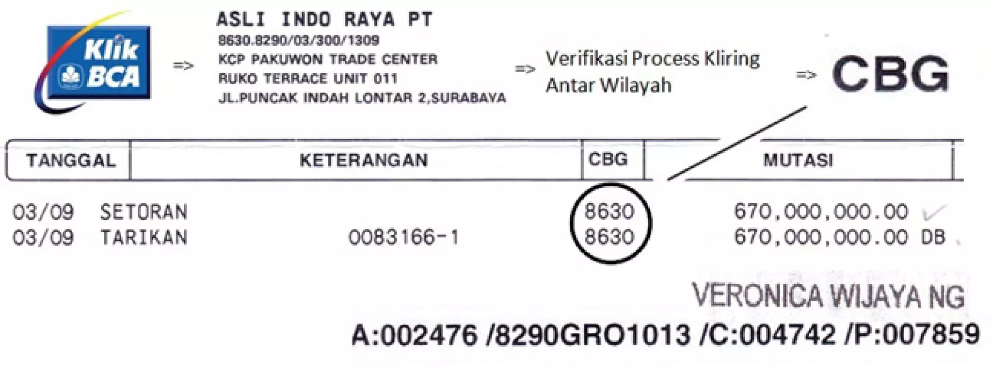 CBG_CODE_BANK_BCA_VERIVIKASI_KLIRING_ANTAR_WILAYAH | PDF