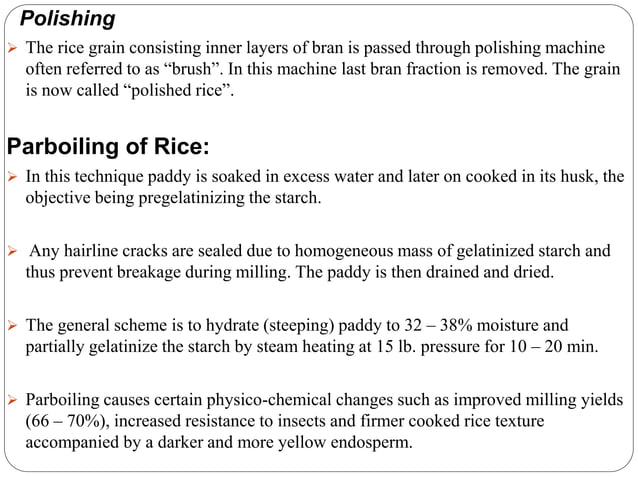PROCESSING OF RICE - FOOD TECH | PPTX | Cooking | Food & Drink