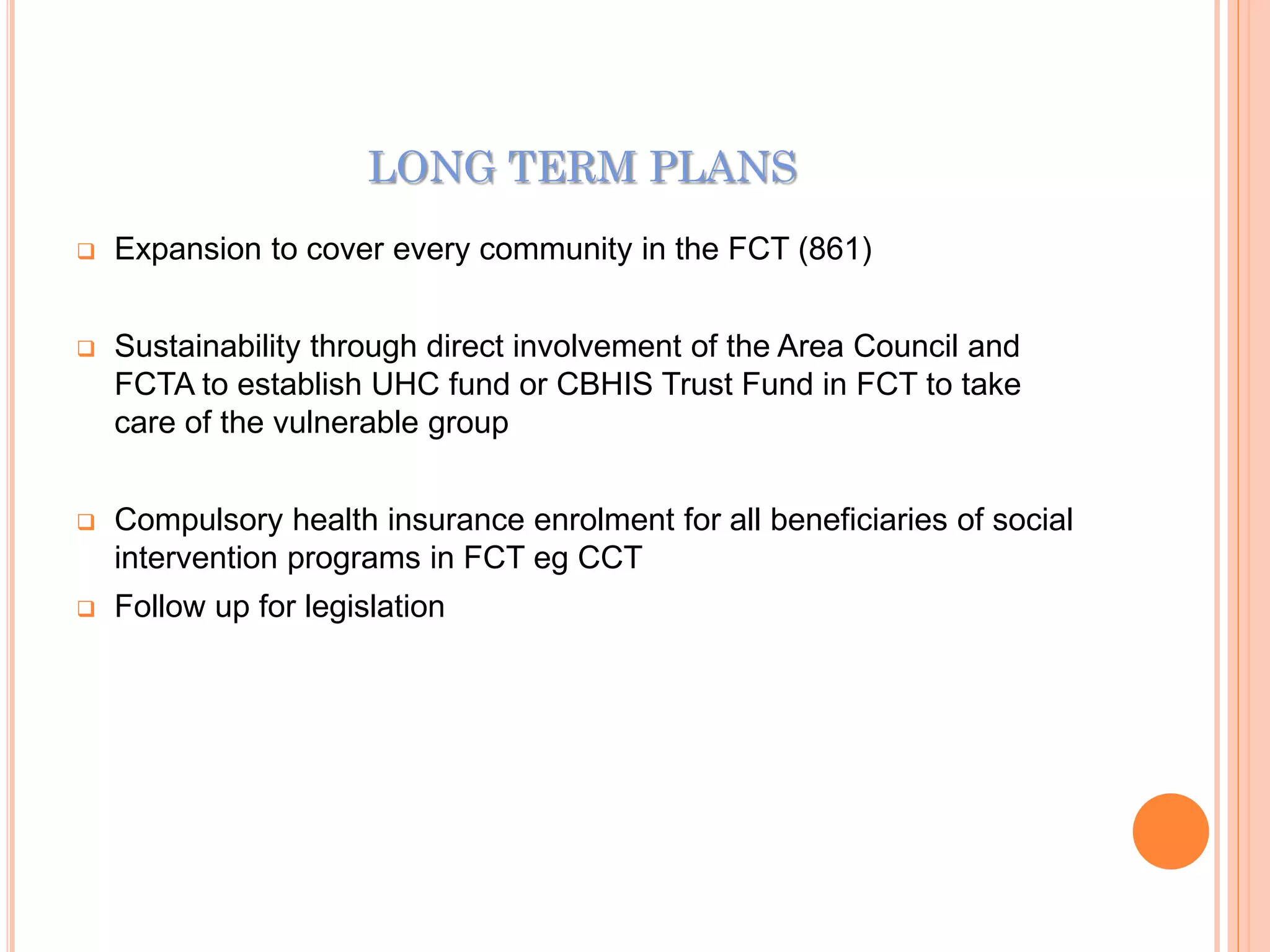 FCT Community Based Health Insurance Scheme (CBHIS): Progress, Problems ...