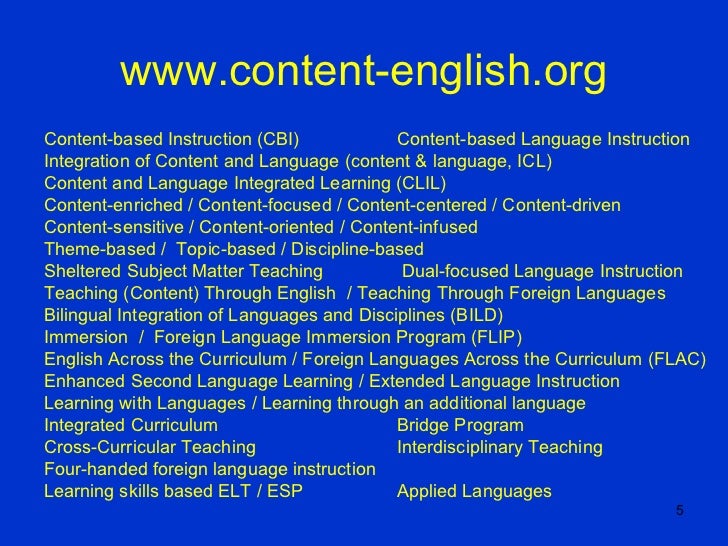 Content-based Instruction (CBI) in TESOL