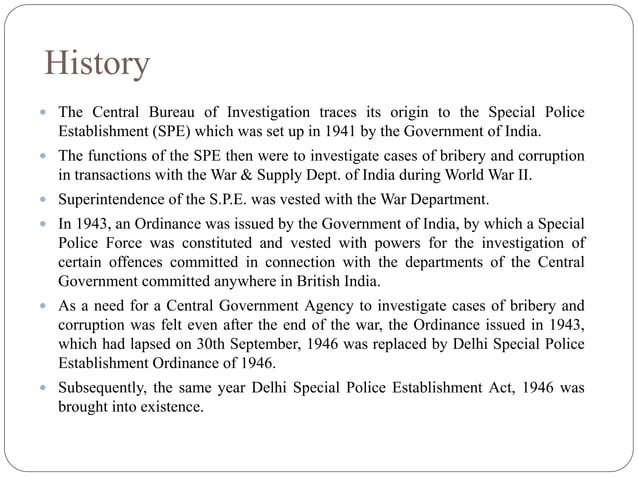 Central Bureau of Investigation (CBI) | PPTX | Law