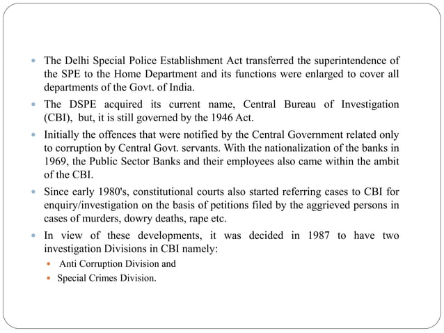 Central Bureau of Investigation (CBI) | PPTX | Law