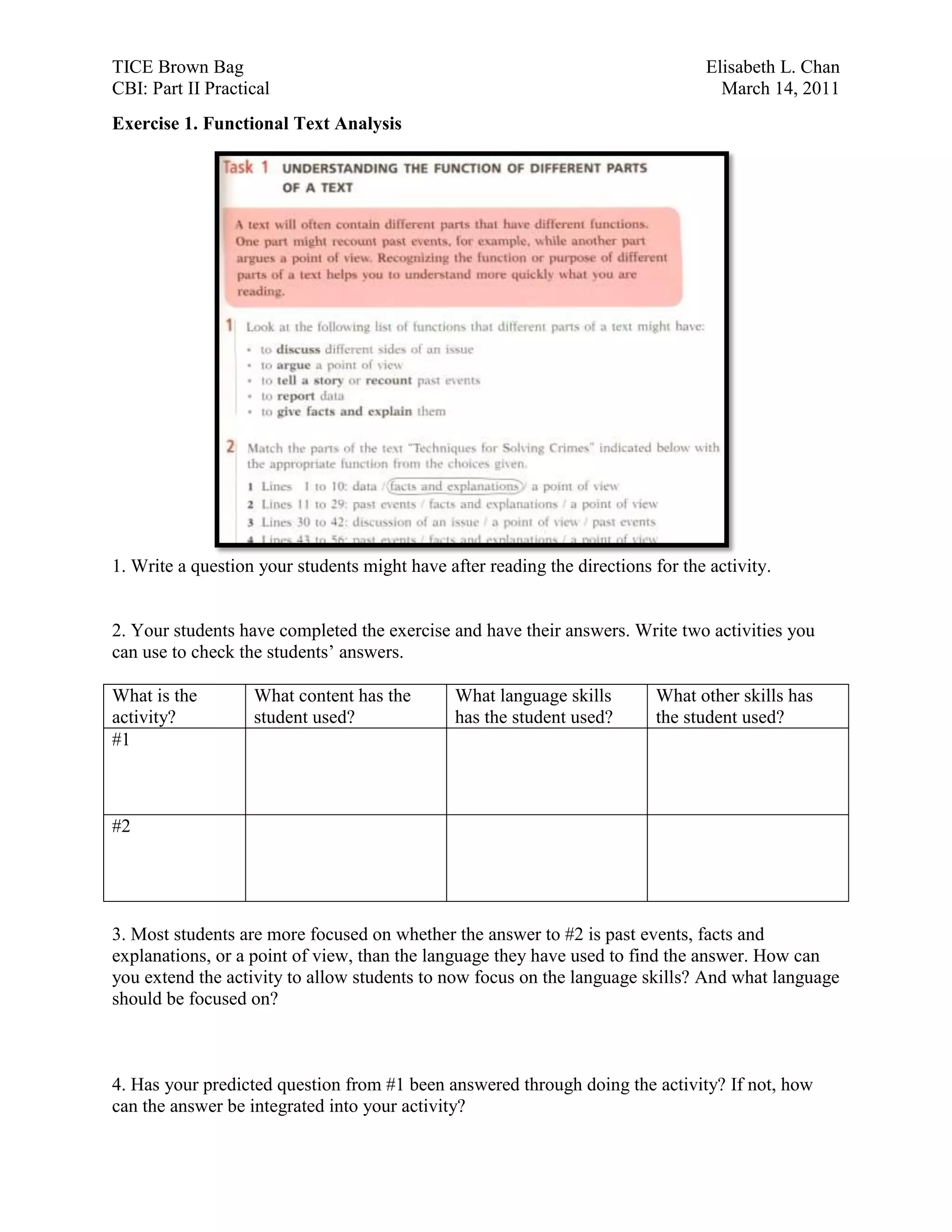 CBI Part II Worksheet | DOCX | Homework and Study | Education