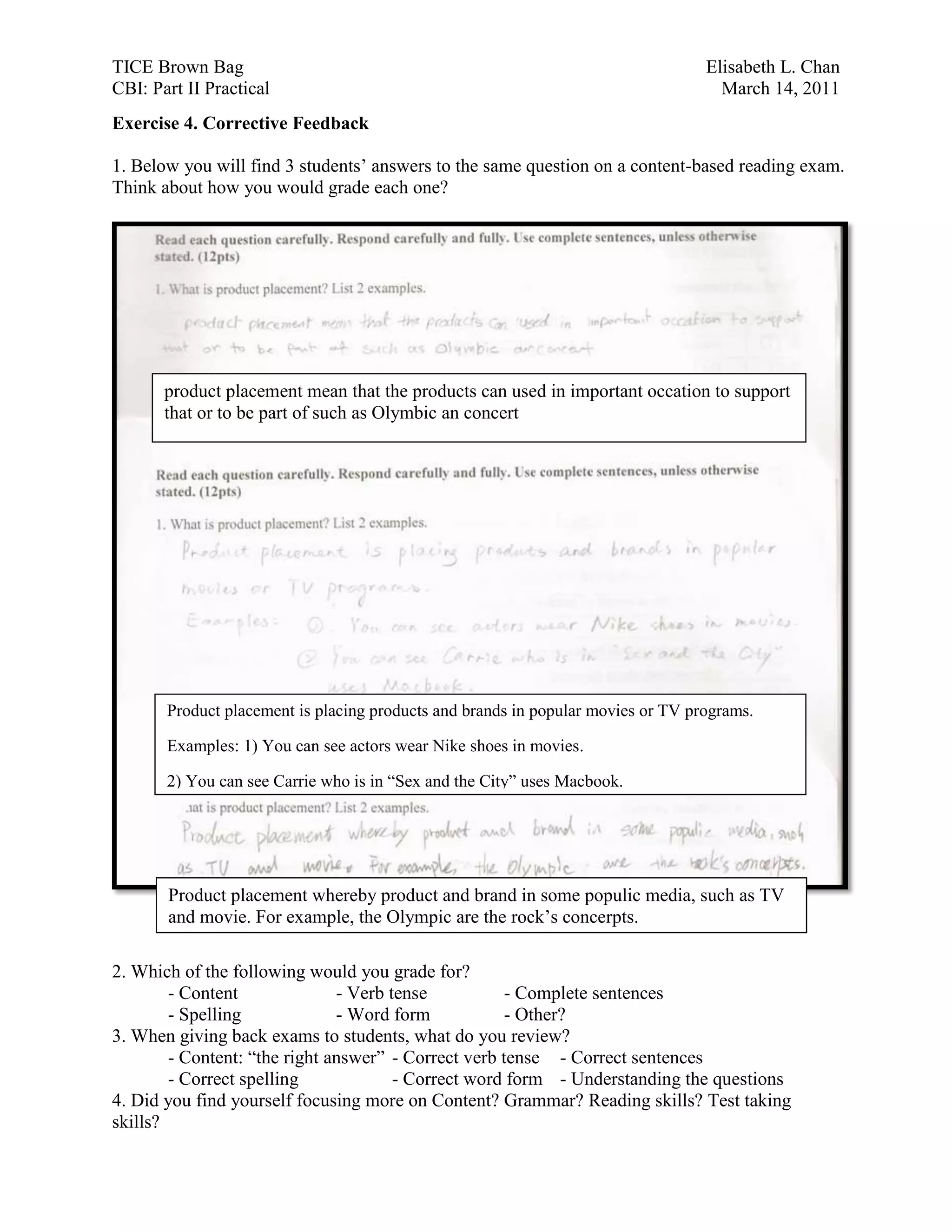 CBI Part II Worksheet | DOCX | Homework and Study | Education