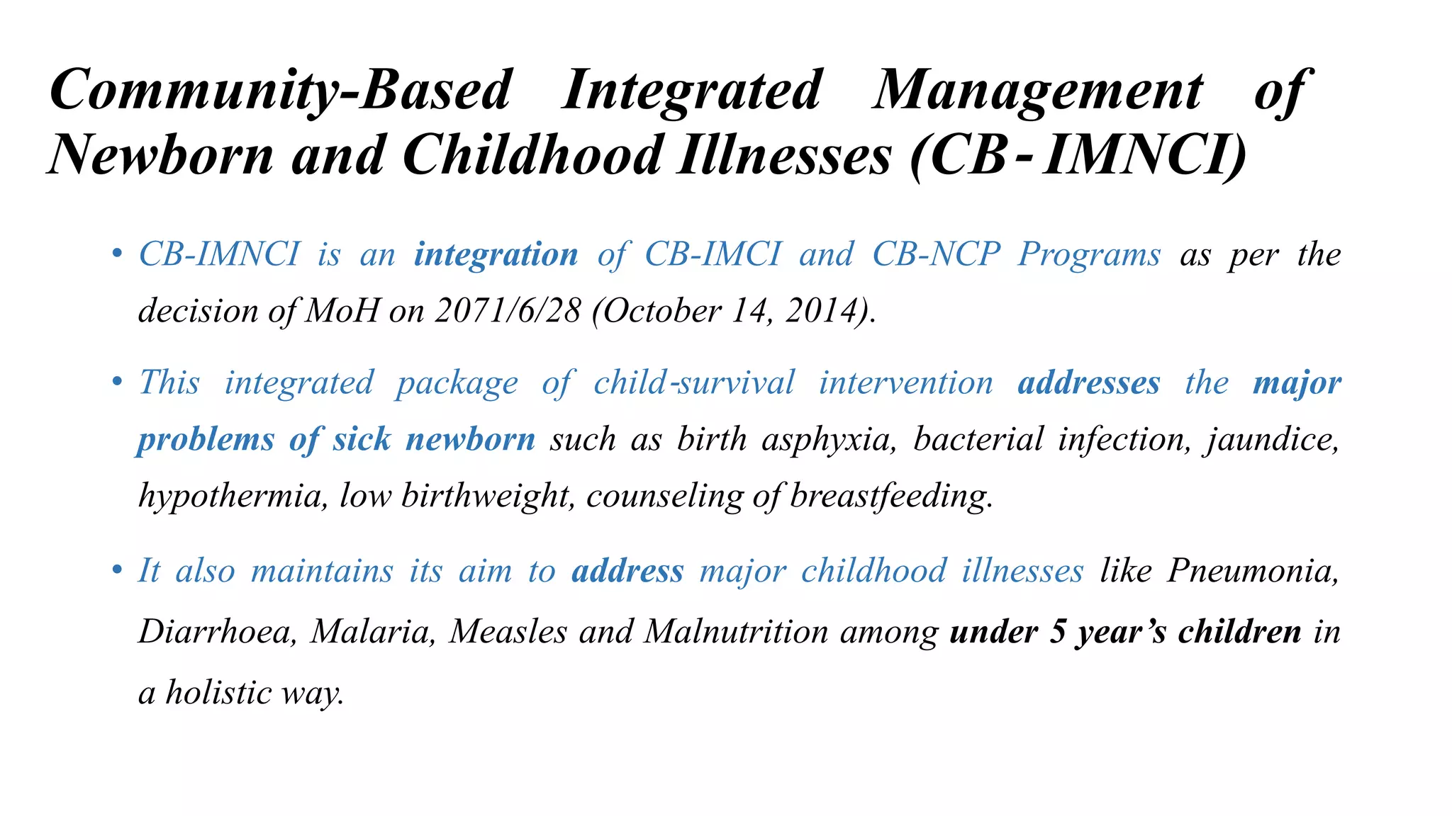 Integrated Management of Neonatal and Childhood Illnesses (IMNCI) in Nepal | PPTX