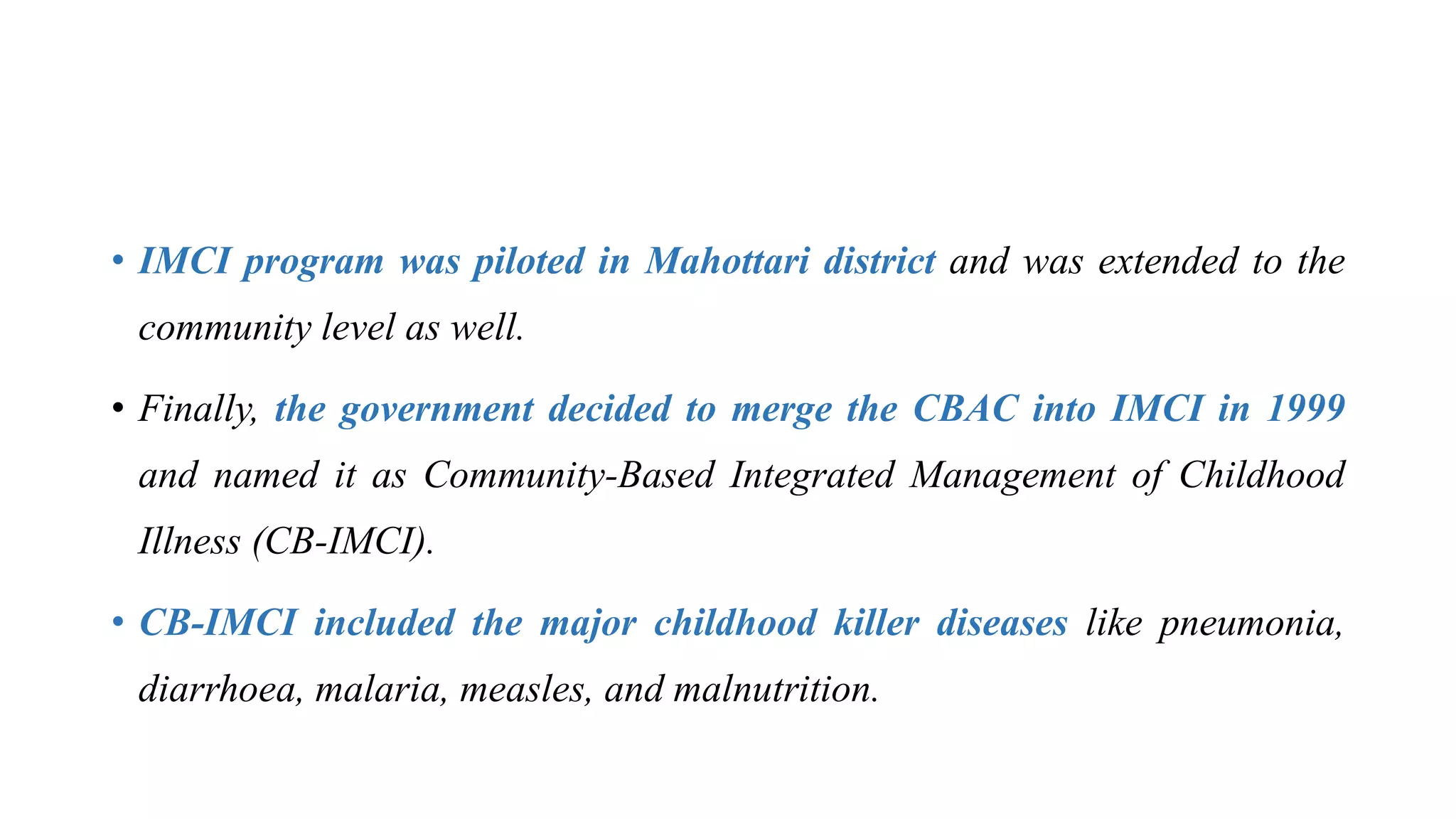 Integrated Management of Neonatal and Childhood Illnesses (IMNCI) in ...