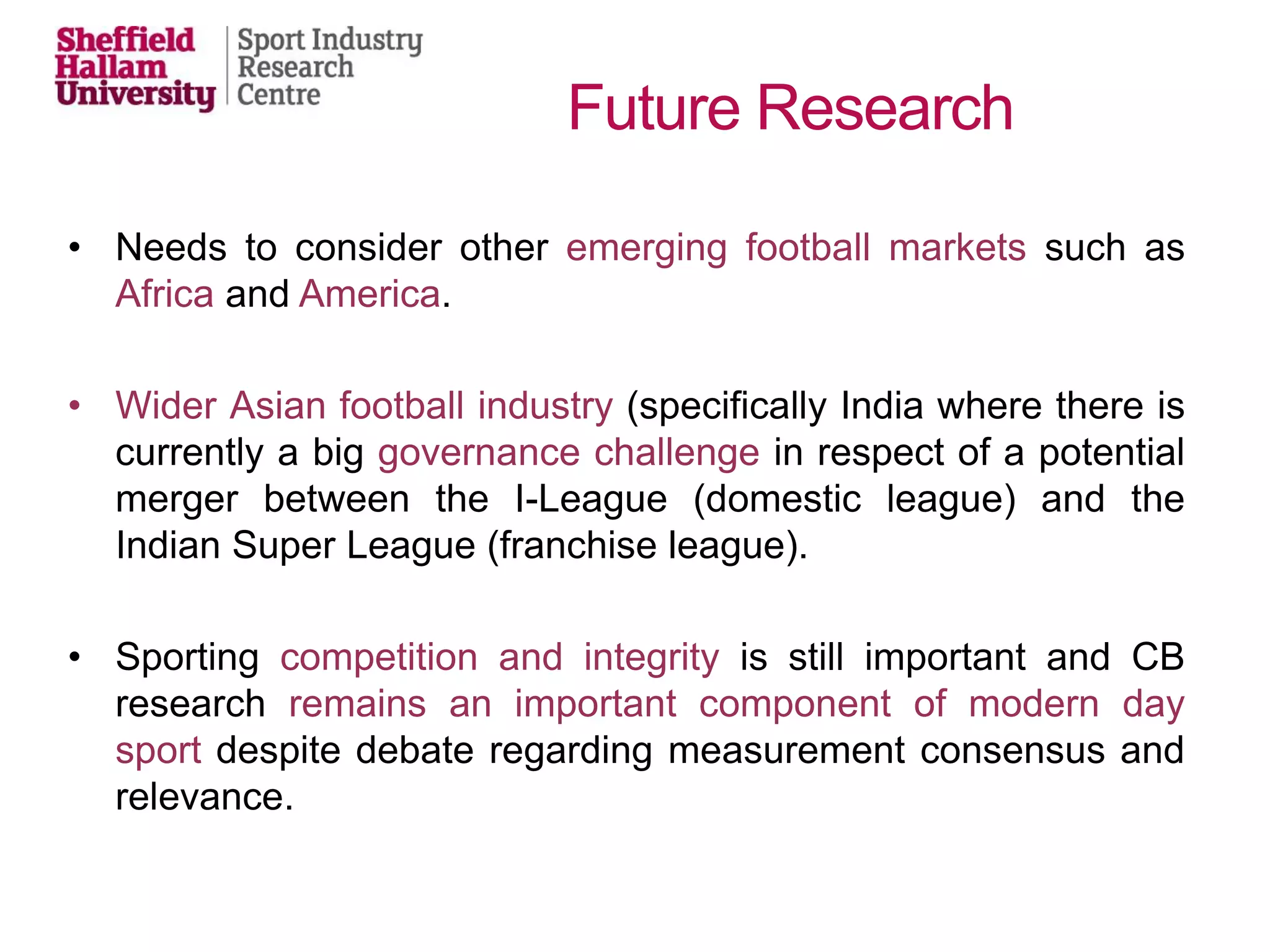 Rising Stars: Competitive Balance in five Asian football leagues | PPT