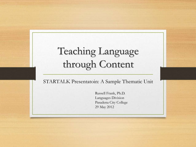 Teaching Language through Content (CBI) | PPT