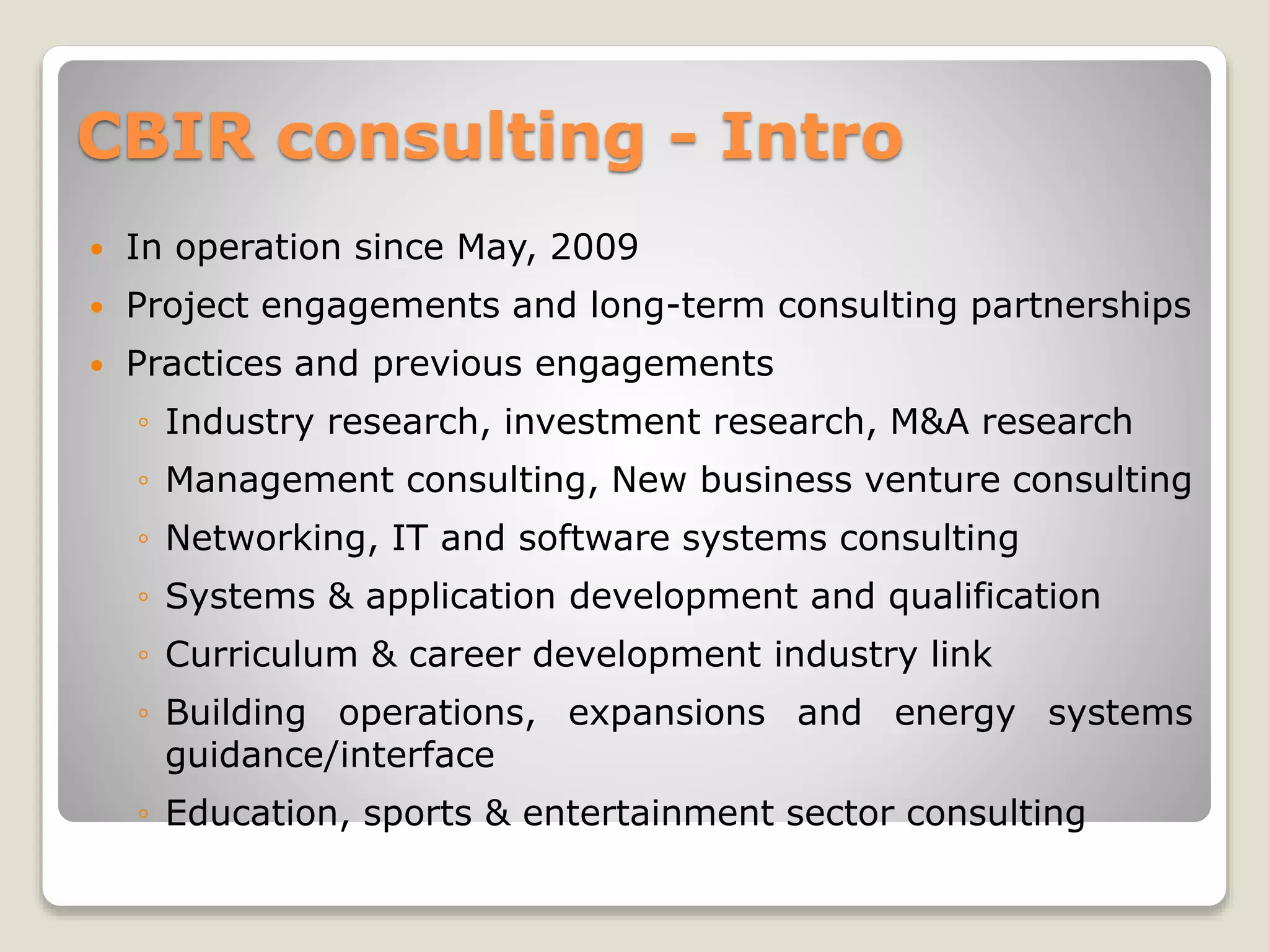 Cbir consulting pp | PPT