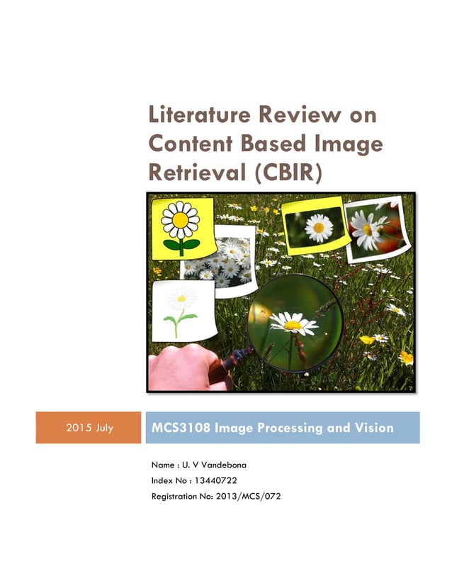 Literature Review on Content Based Image Retrieval | PDF