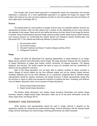 Literature Review on Content Based Image Retrieval | PDF