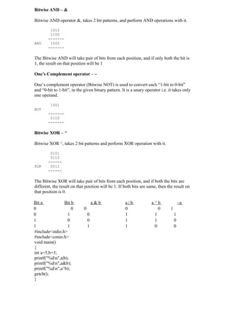 C bitwise operators | DOC