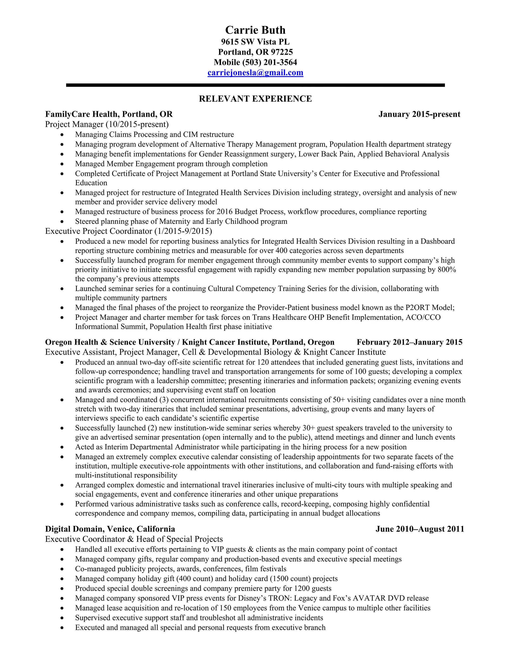 Cbj resume 06 2016 | PDF