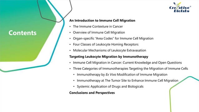 Immune Cell Migration in Cancer and Immunotherapy - Creative Biolabs | PPTX