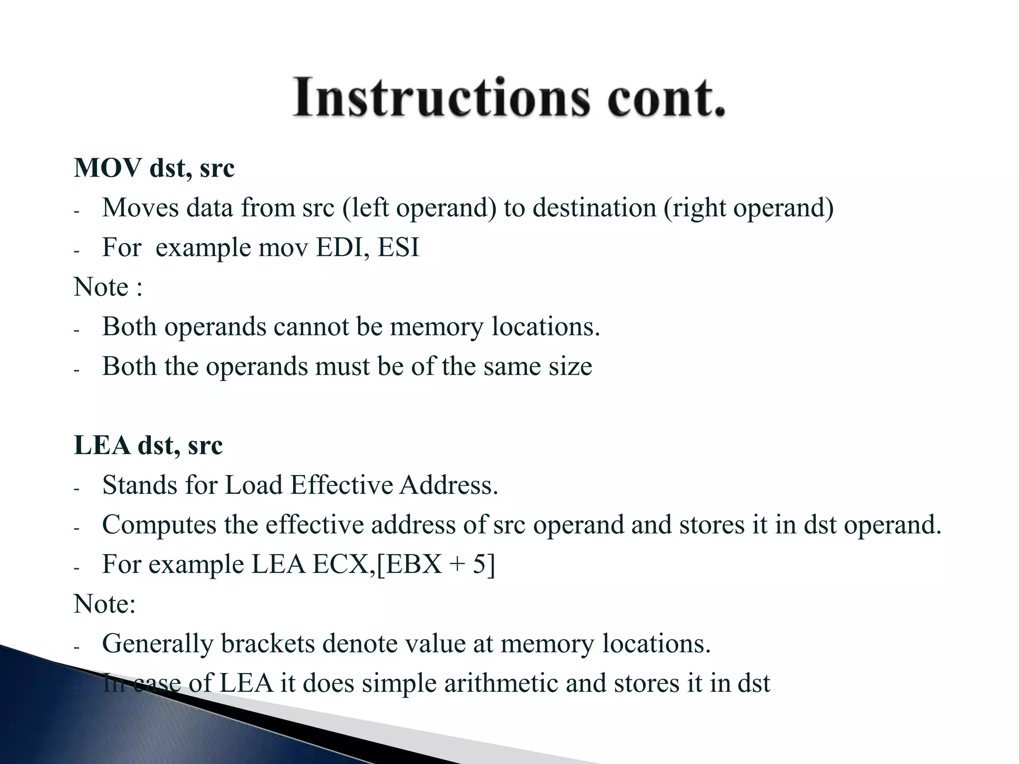 Reversing Malware Analysis Training Part4 Assembly Programming Basics Ppt 3549