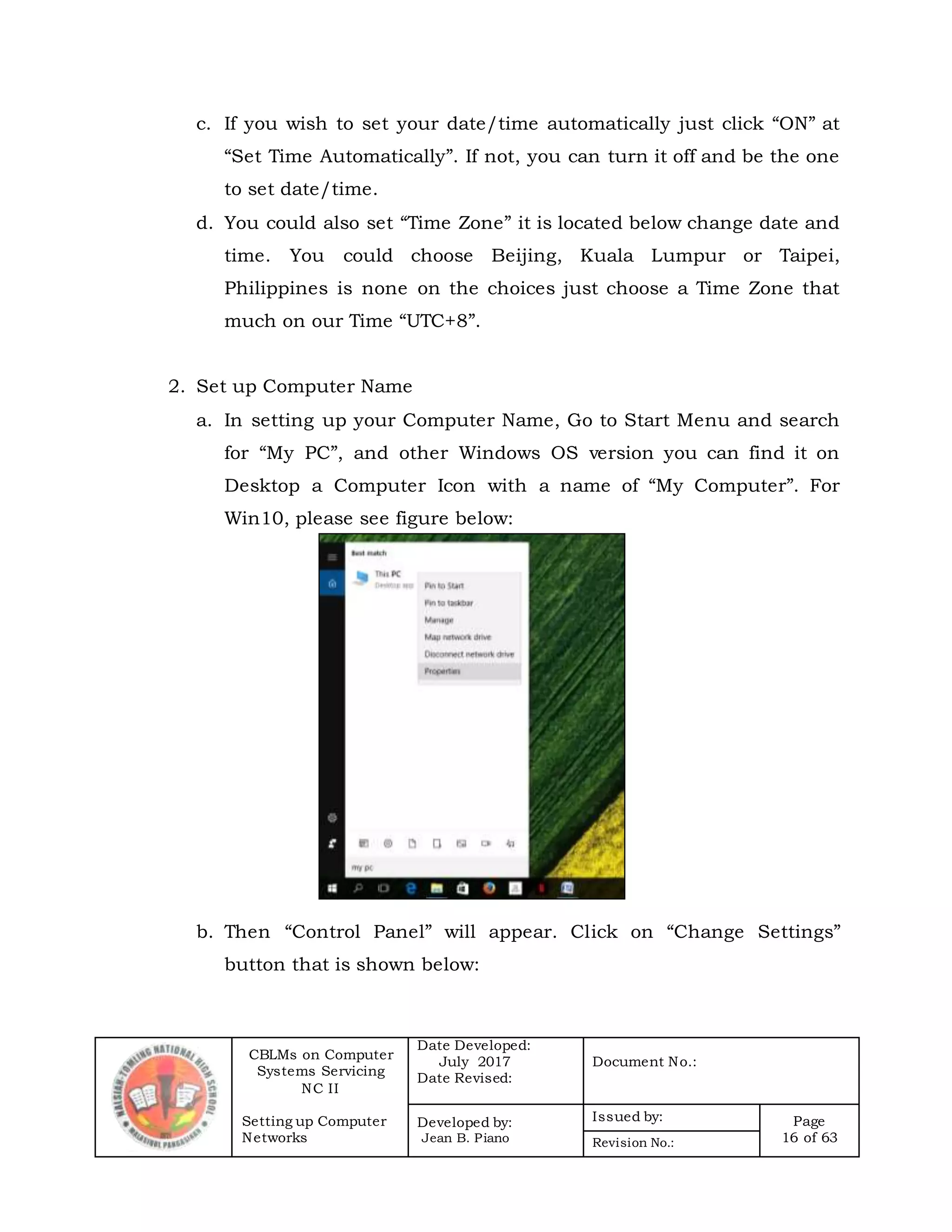 CBLM - Set Up Computer Network (CSS) | DOCX