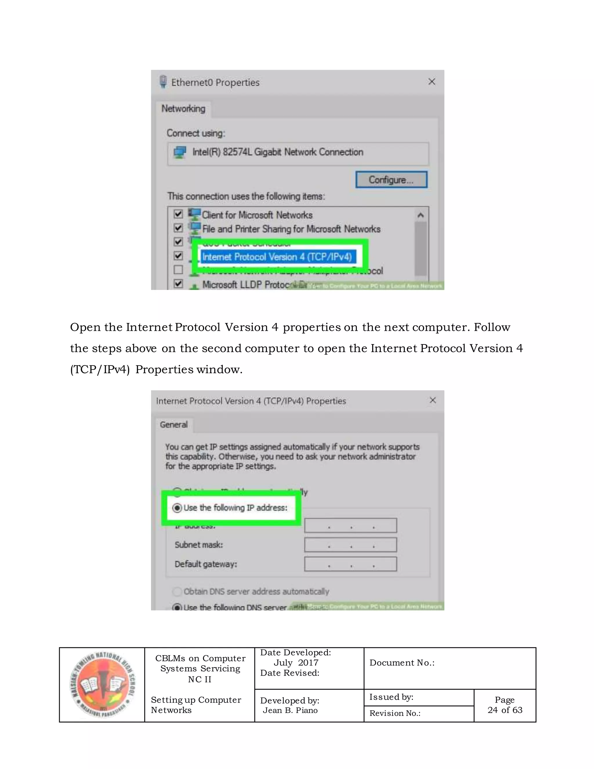 CBLM - Set Up Computer Network (CSS) | DOCX