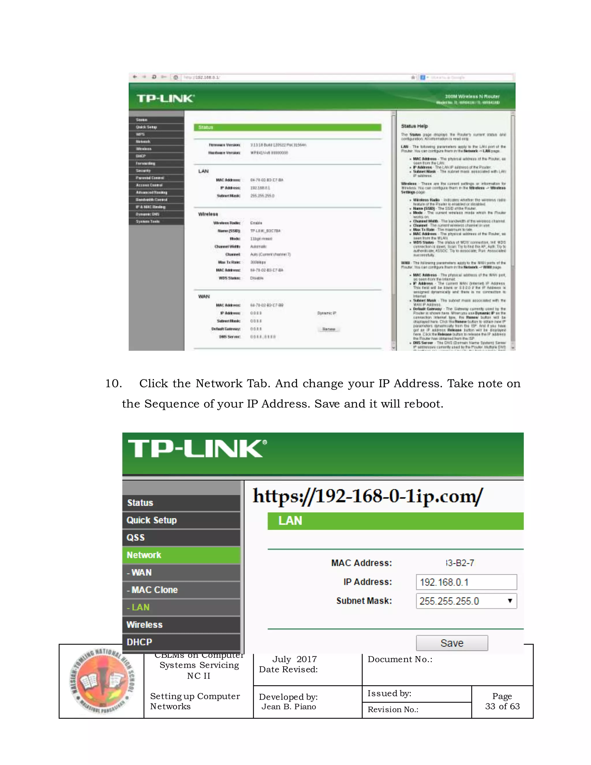CBLM - Set Up Computer Network (CSS) | DOCX