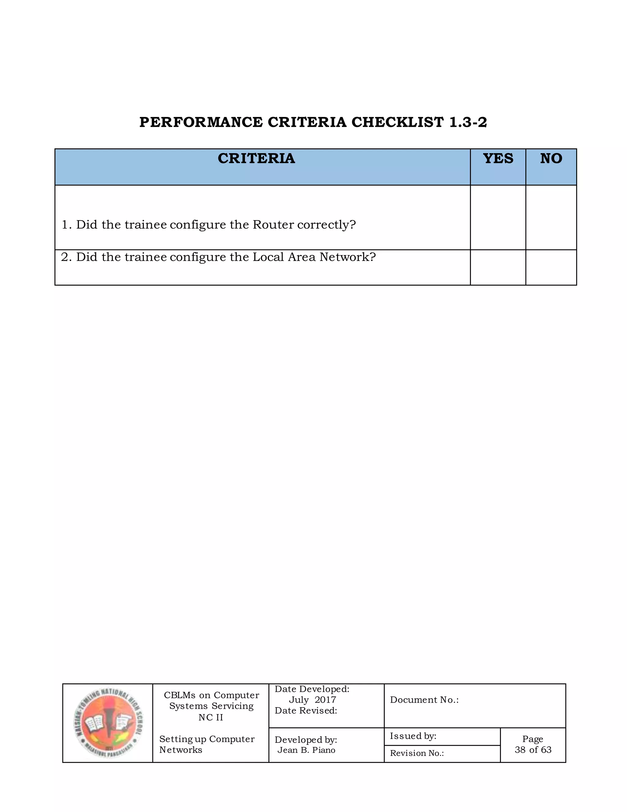 CBLM - Set Up Computer Network (CSS) | DOCX