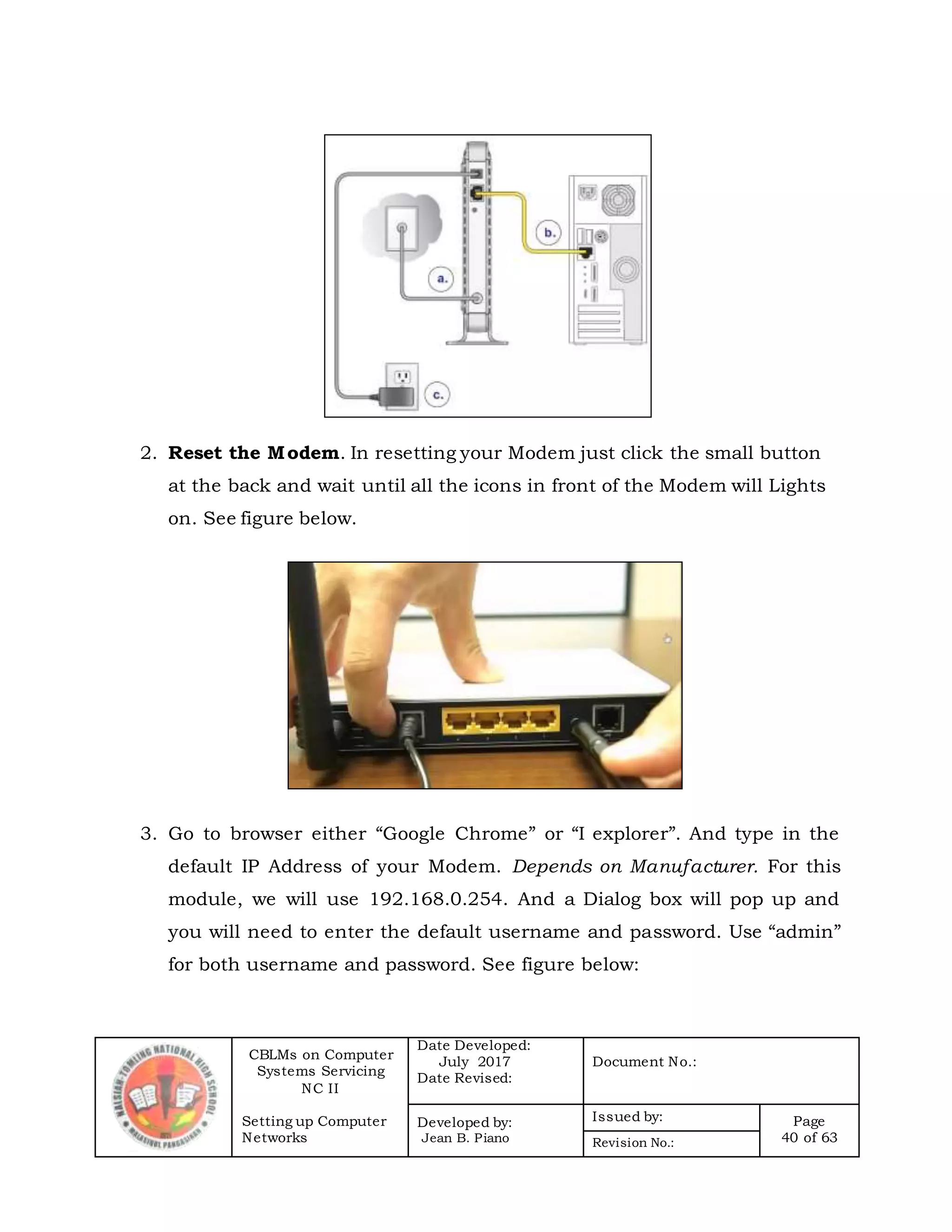 CBLM - Set Up Computer Network (CSS) | DOCX
