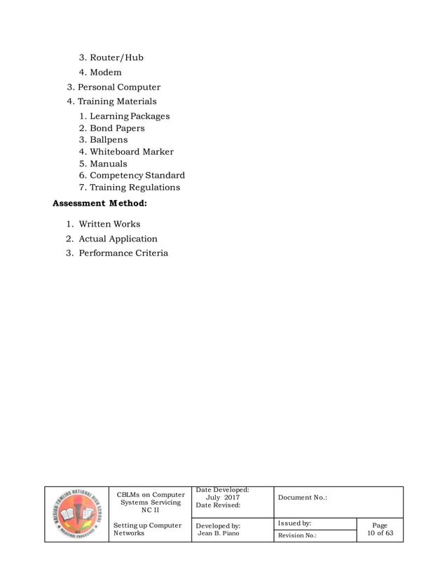 CBLM - Set Up Computer Network (CSS) | DOCX