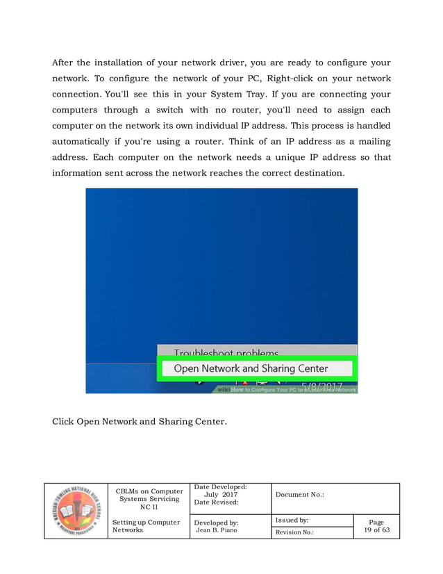 CBLM - Set Up Computer Network (CSS) | DOCX