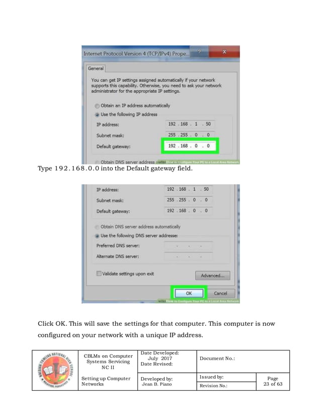 CBLM - Set Up Computer Network (CSS) | DOCX