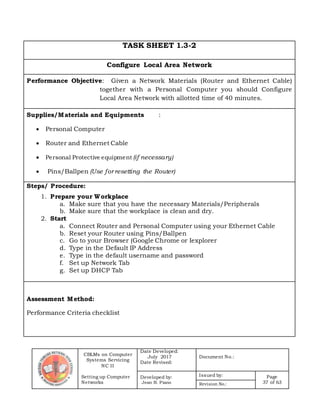 CBLM - Set Up Computer Network (CSS) | DOCX