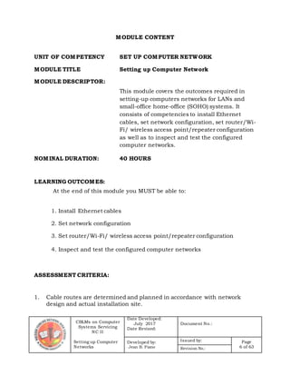 CBLM - Set Up Computer Network (CSS) | DOCX