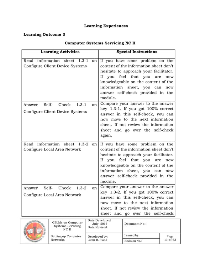 Cblm Set Up Computer Network Css Pdf