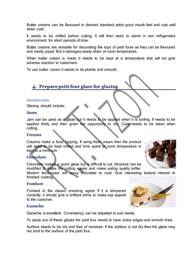 Cblm -bpp_prepare_and_display_petits_fo | DOCX | Desserts and Baking | Food & Drink
