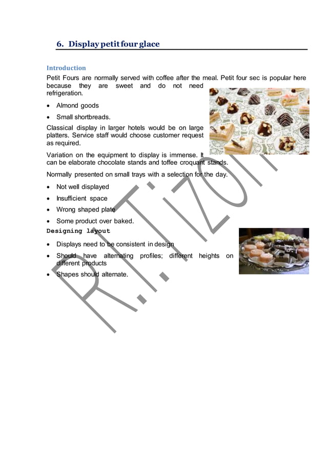 Cblm -bpp_prepare_and_display_petits_fo | DOCX | Desserts and Baking | Food & Drink