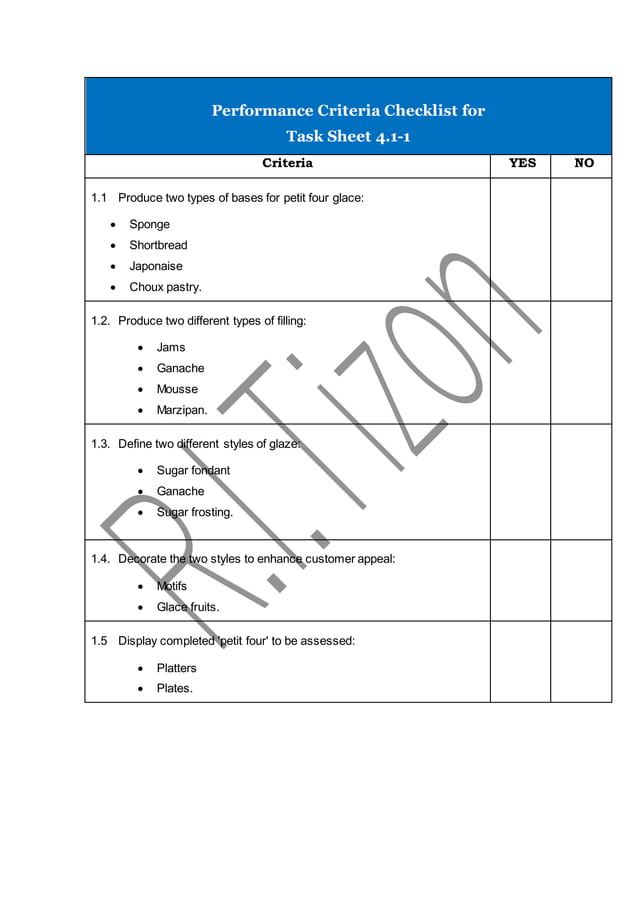 Cblm -bpp_prepare_and_display_petits_fo | DOCX | Desserts and Baking | Food & Drink