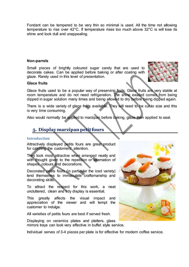 Cblm -bpp_prepare_and_display_petits_fo | DOCX | Desserts and Baking | Food & Drink