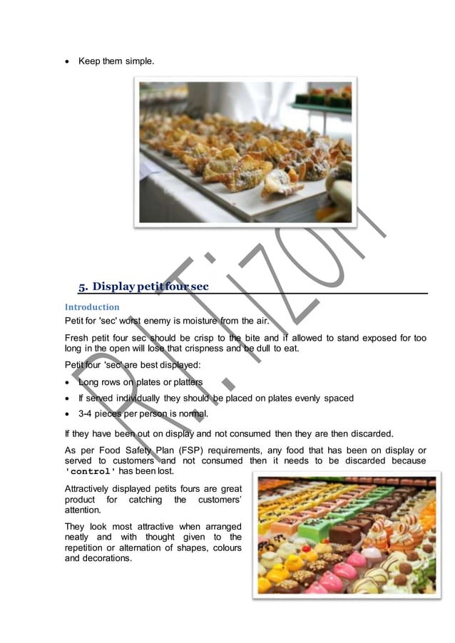 Cblm -bpp_prepare_and_display_petits_fo | DOCX | Desserts and Baking | Food & Drink