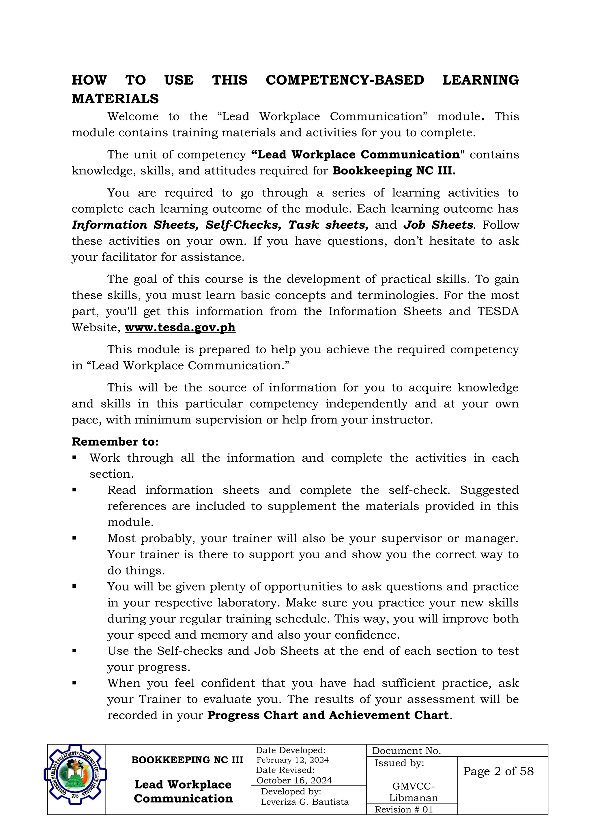 basic competency 1, competency based learning materials | PDF